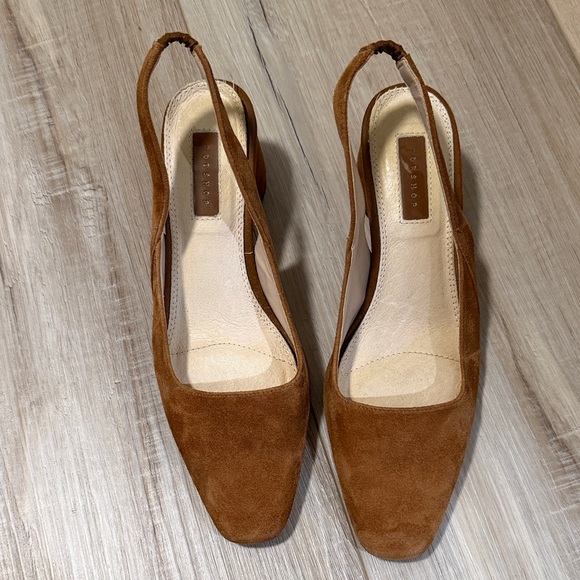 Topshop | Shoes | Topshop Tan Suede Slingback Heels | Poshmark